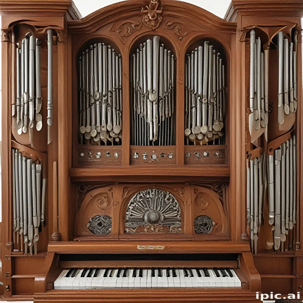 Intricately Designed Antique Organ with Elaborate Pipes and Beautiful ...