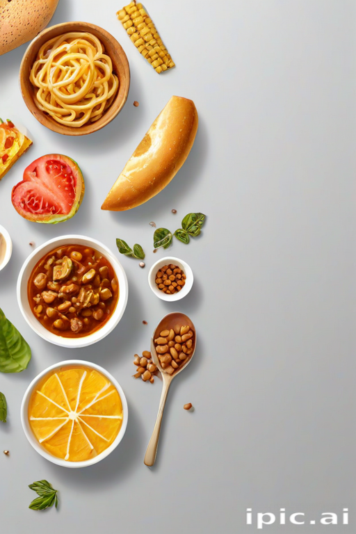 A Colorful Arrangement of Delicious Foods and Ingredients on a Gray ...