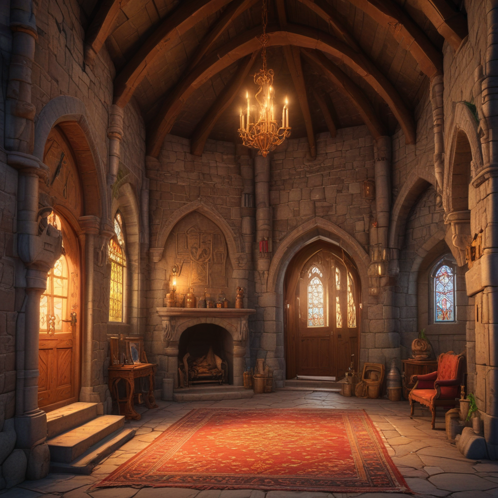 fantasy castle interior in the cartoon style of adventure time