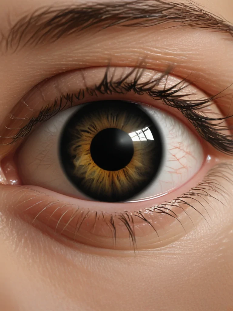 A Close-Up View of a Human Eye with Intricate Details and Colors