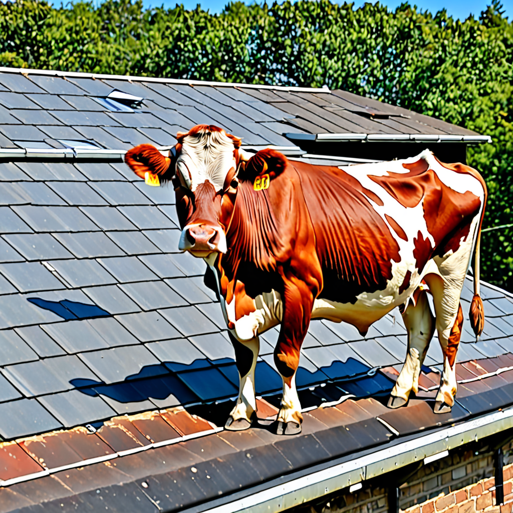 cow on roof