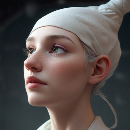 A Serene Portrait of a Young Woman with Ethereal Features and Soft ...