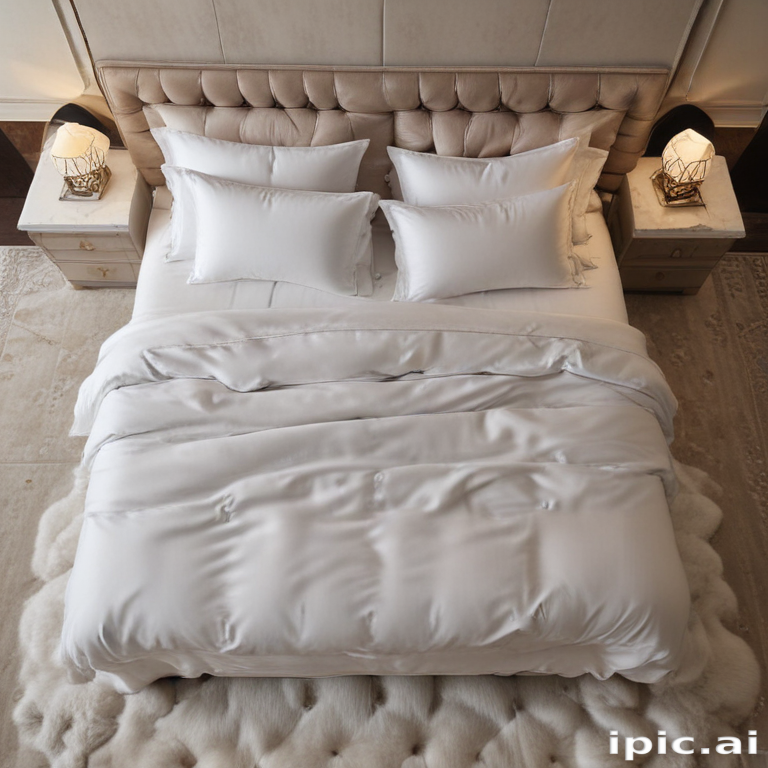 Luxurious White Bedding Set on a Plush Bed with Elegant Décor