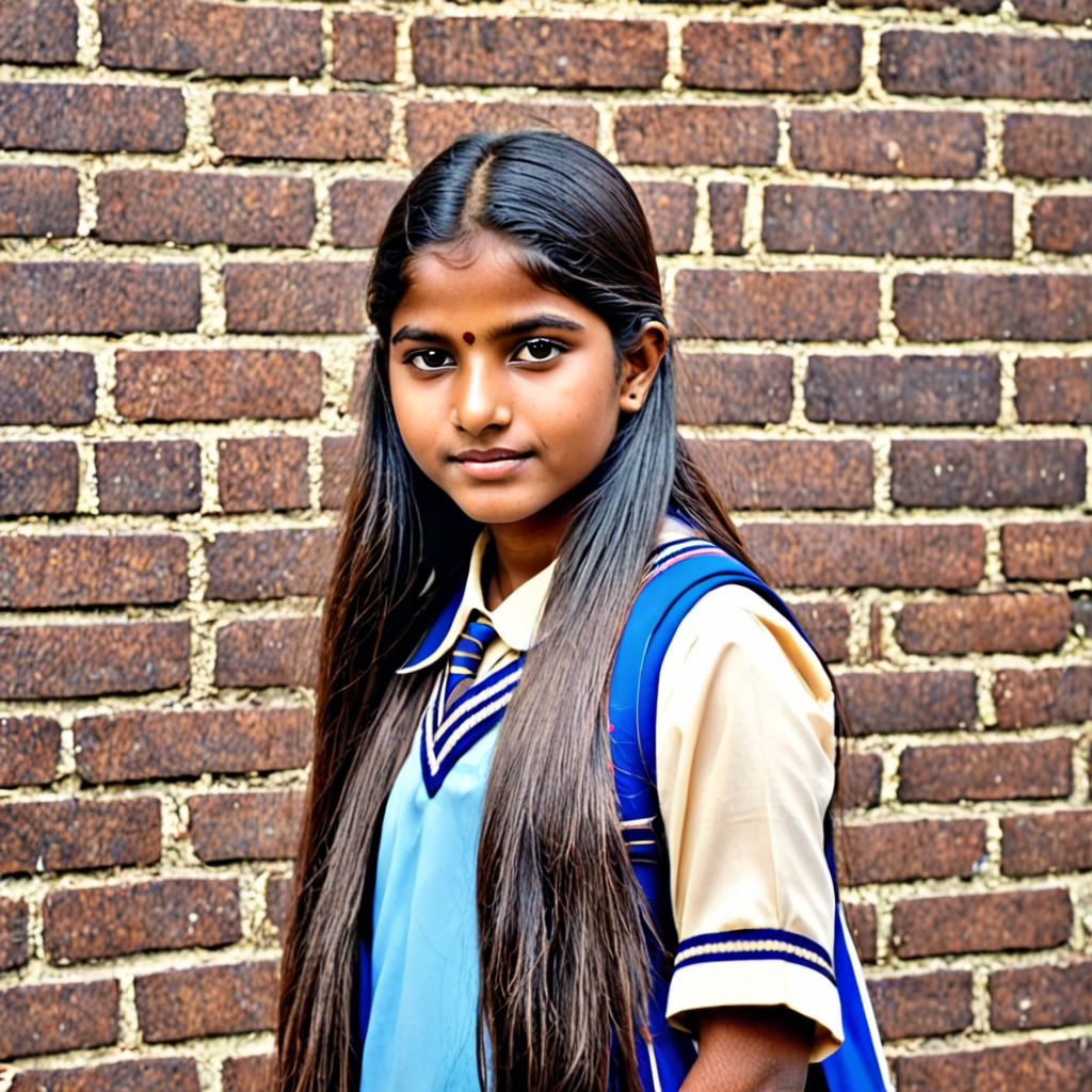 indian school girl long hair