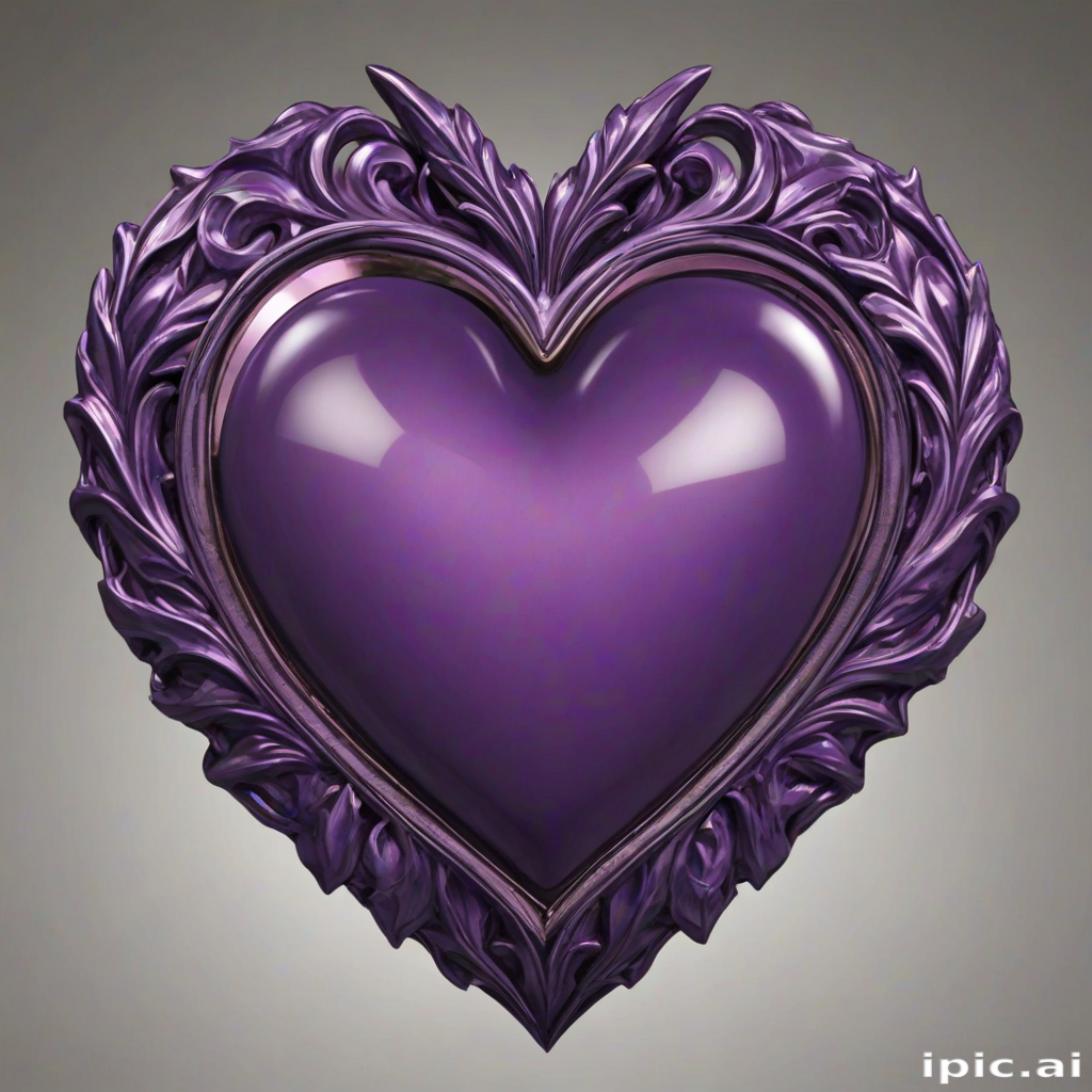 Elegant Purple Heart Design Surrounded by Intricate Leafy Frame Decoration