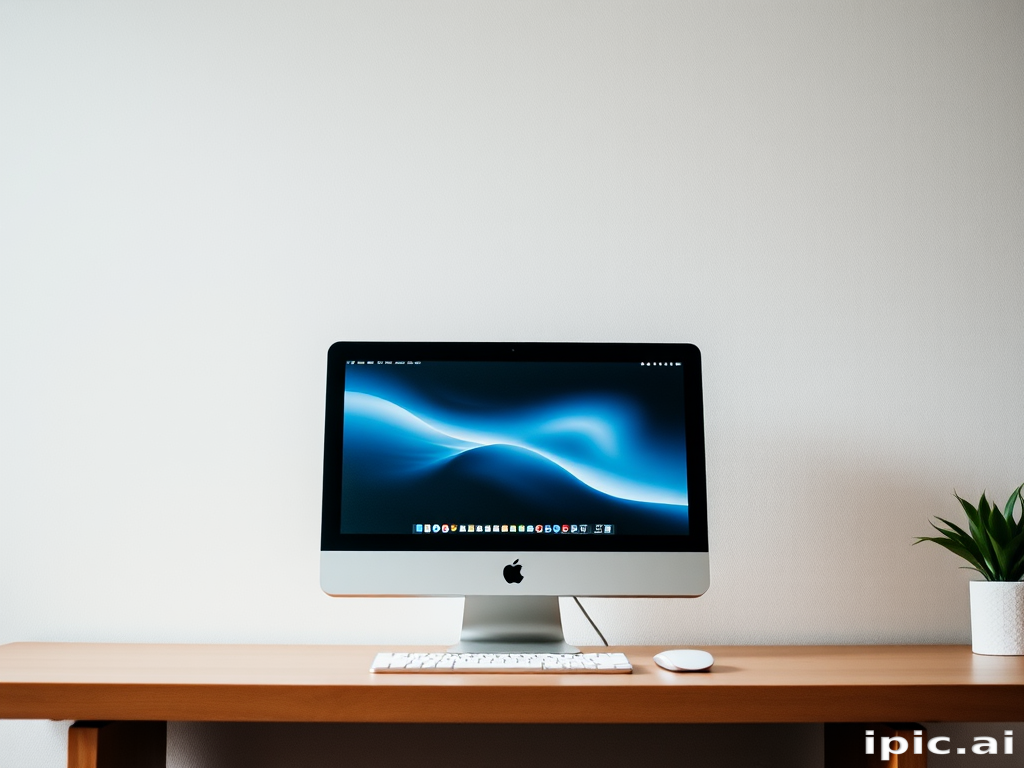 A Modern Workspace Featuring an iMac Computer on a Minimalist Desk.