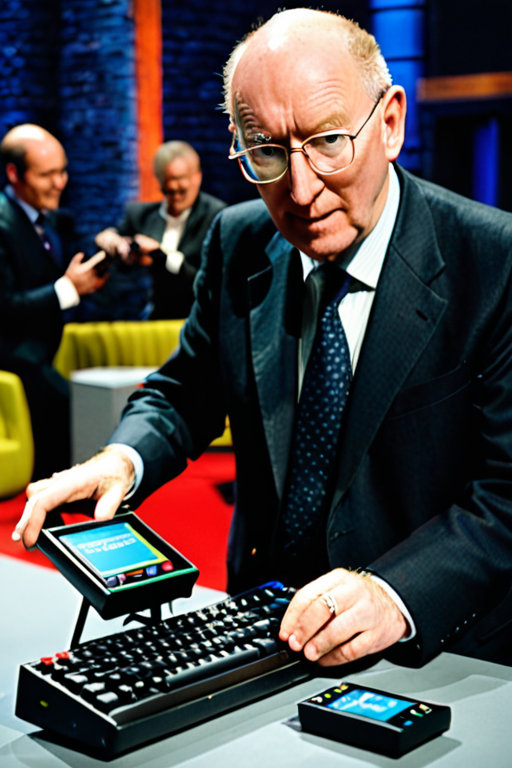 SIr Clive Sinclair demonstrate the ZX Spectrum on Dragons Den
