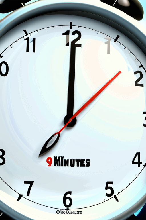 Countdown Timer Displaying Nine Minutes Until the Hour Hand Strikes Twelve