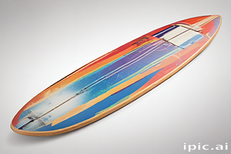 Colorful Surfboard with Vibrant Abstract Design Perfect for Summer Waves