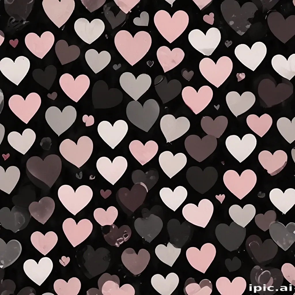 A Colorful Pattern of Hearts in Various Shades on a Dark Background.