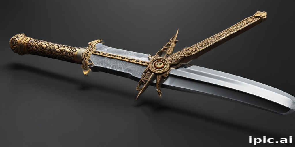 Intricately Designed Fantasy Sword with Ornate Handle and Dual Blades
