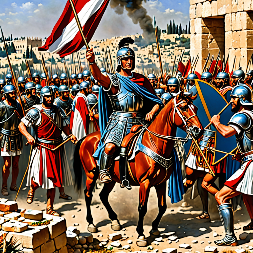 Roman Emperor Titus seizing Jerusalem battle war in Judea