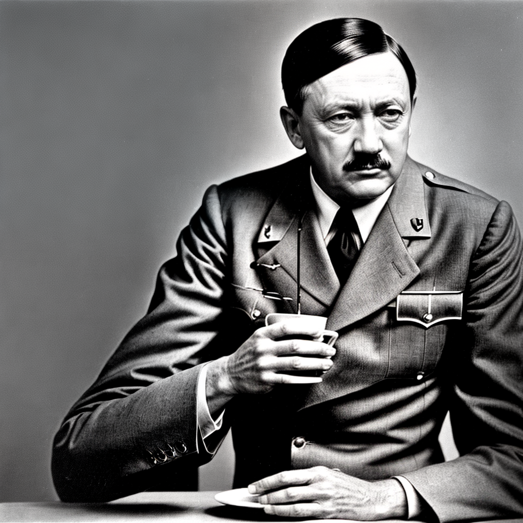 Hitler drinking coffee.