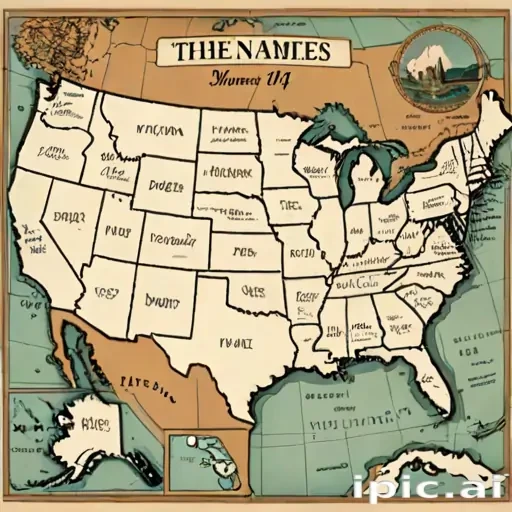 An Artistic Map Displaying Unique Names Across the United States Regions
