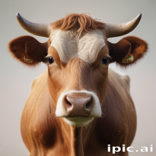 A Close-Up Portrait of a Curious Brown Cow with Unique Ears.