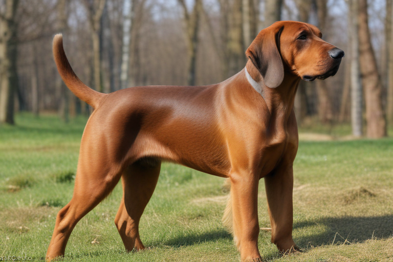 A Majestic Brown Dog Standing Proudly in a Serene Outdoor Setting