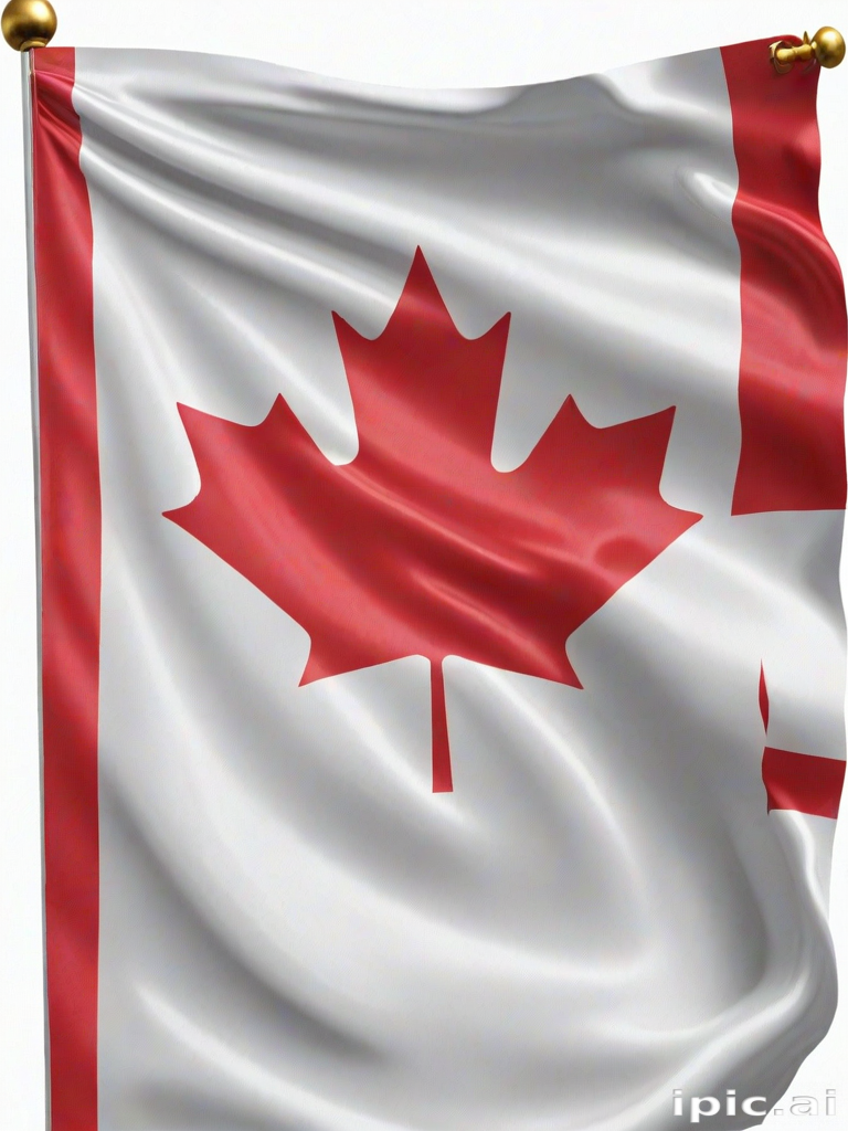 Canadian Flag Featuring Iconic Red Maple Leaf on White Background