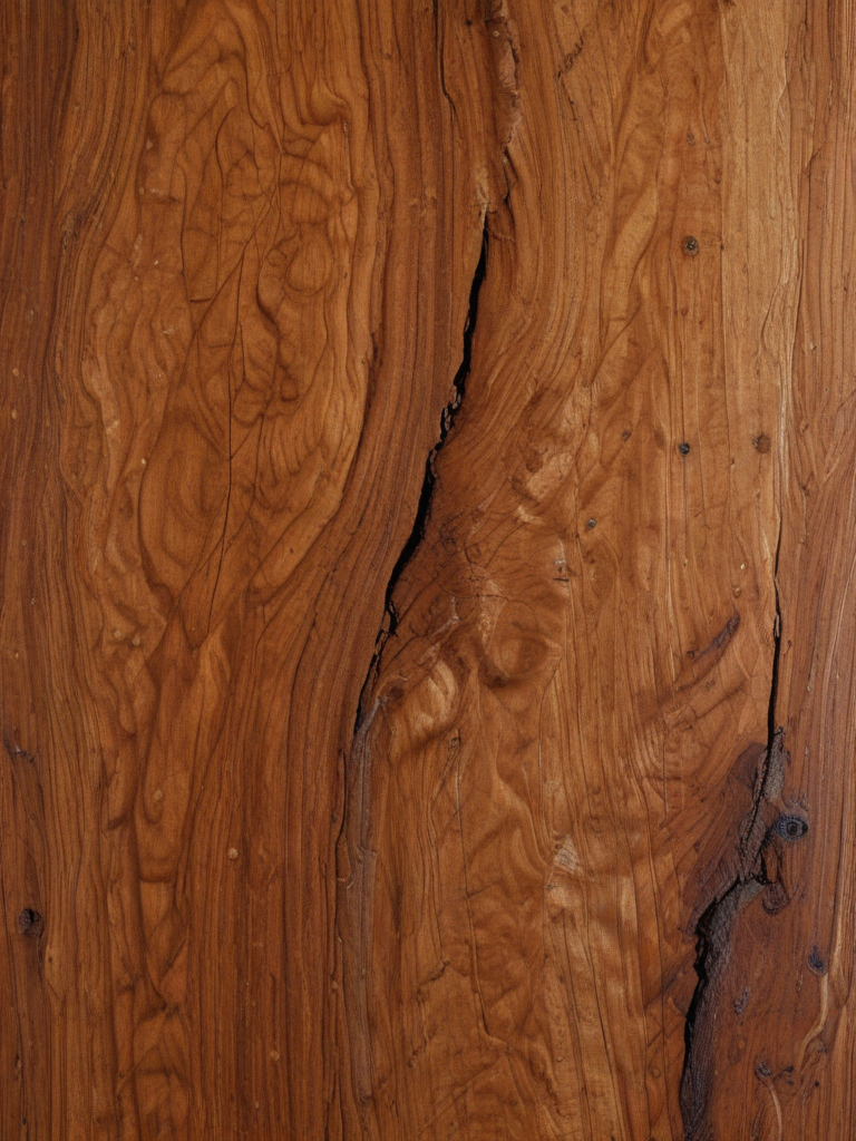 Close-Up View of Beautifully Grain Patterned Natural Wood Surface Texture