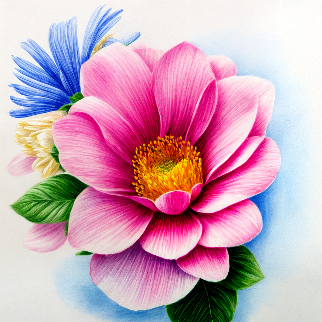 Begin By Sketching The Outline Of The Pink Flower Character On A Piece