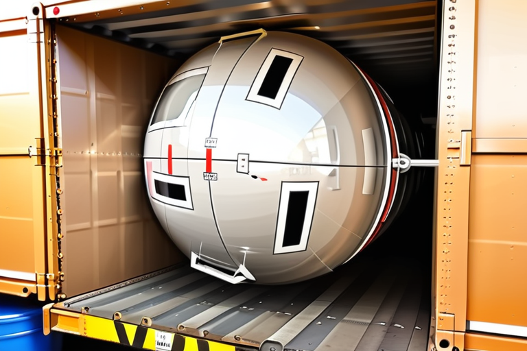 Transporting a Large, Round Object Inside a Shipping Container for Delivery