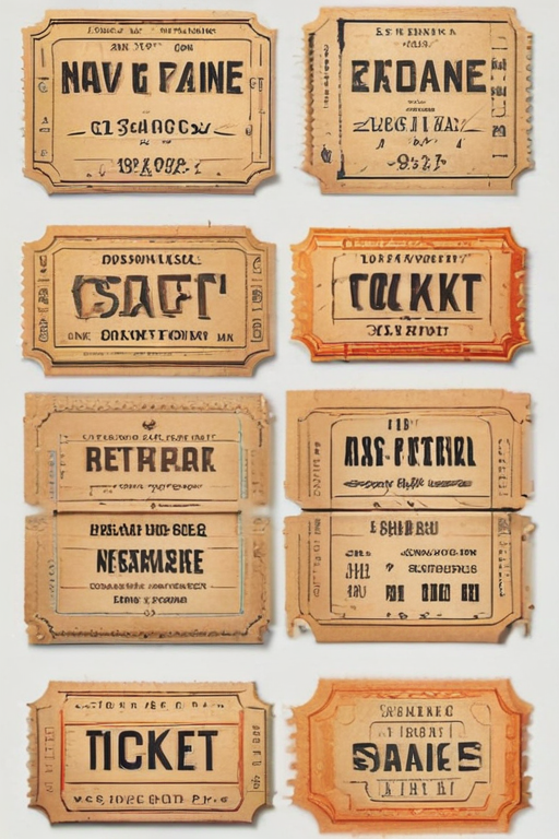 Collection of Vintage Tickets Featuring Unique Designs and Artistic ...