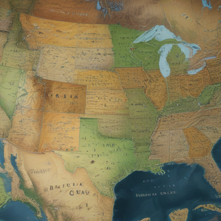 Detailed Topographical Map of the United States Highlighting Major ...
