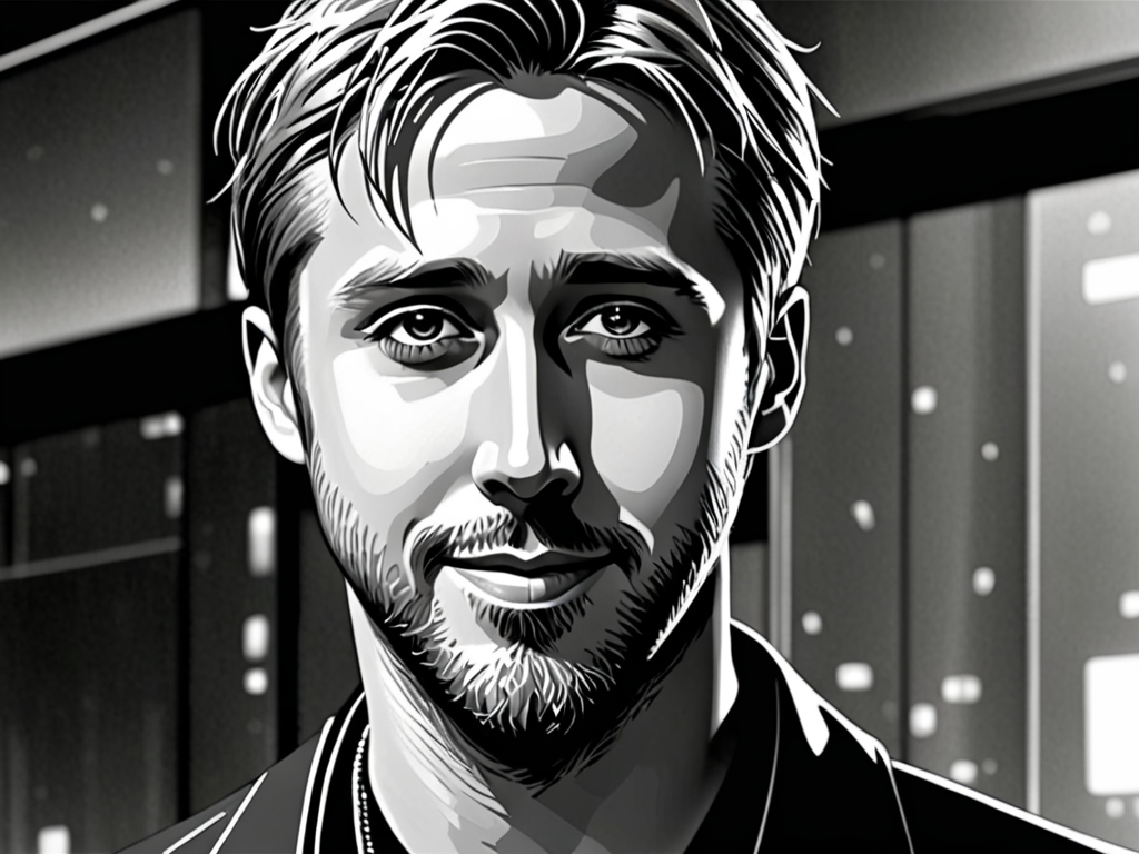 ryan gosling as anime character, manga, anime, 2d, ghibli, ghost in a ...