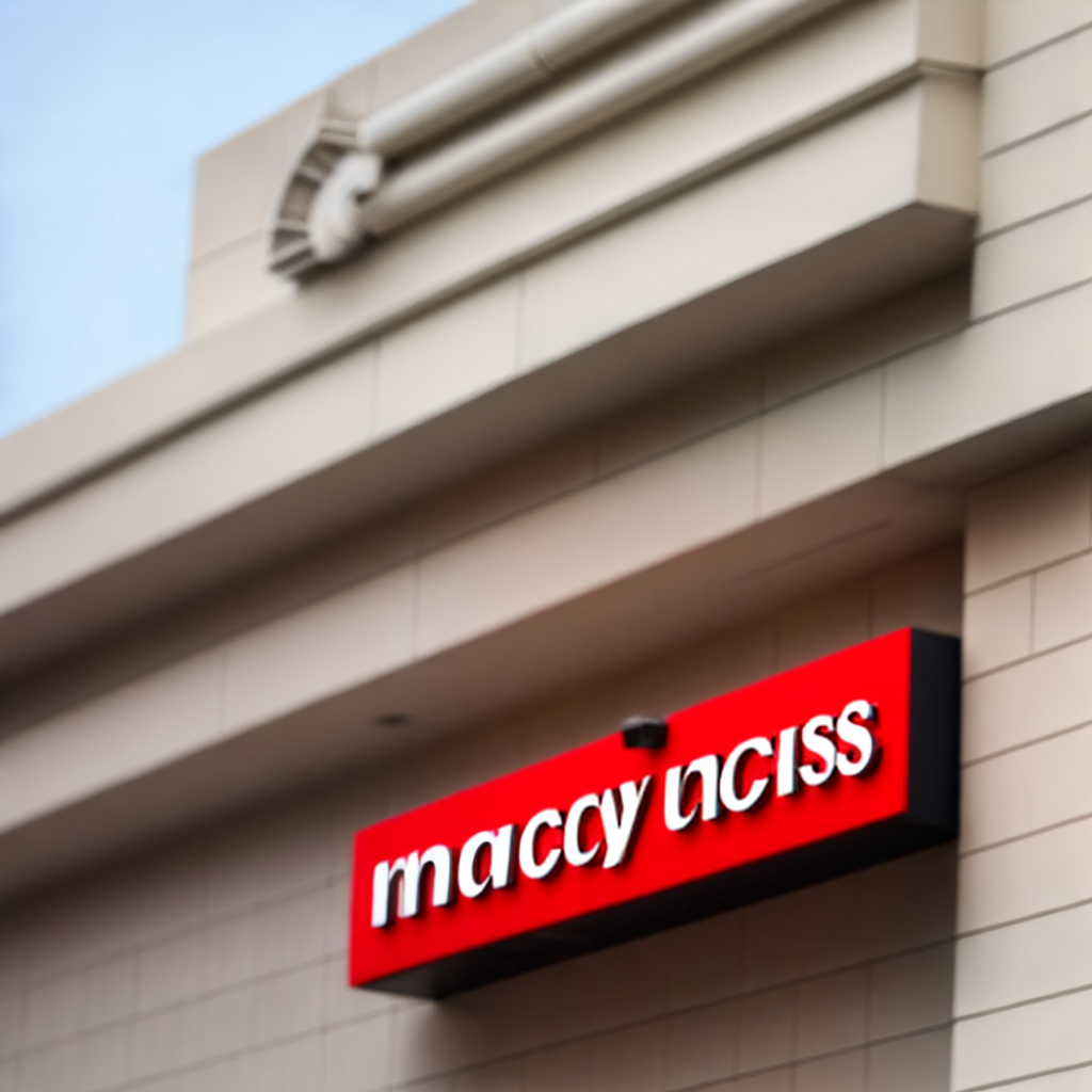 Macy´s logo. Background white, star red and black letters