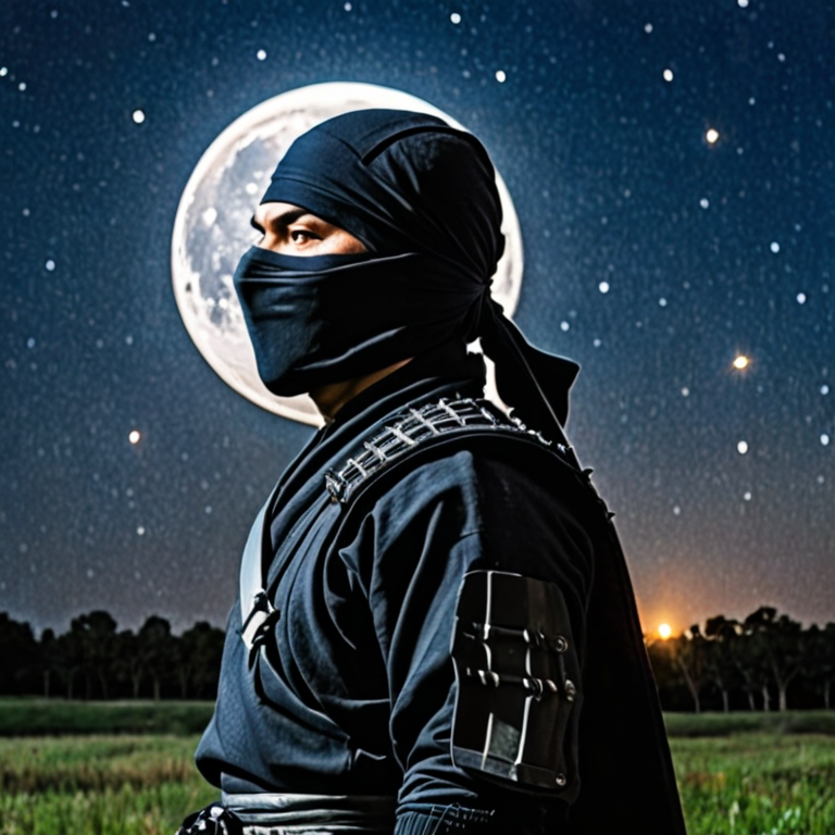 ninja looking at the moon