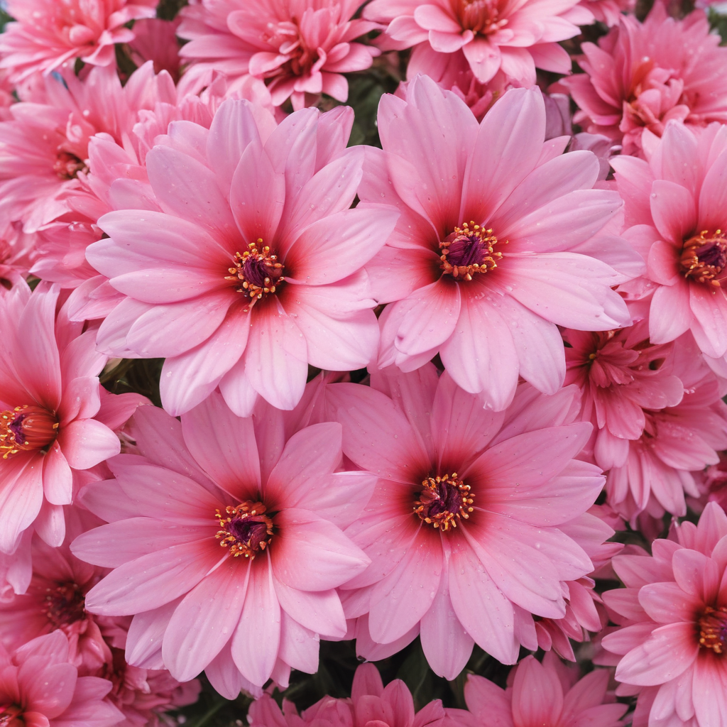 A Beautiful Display of Delicate Pink Flowers in Full Bloom.