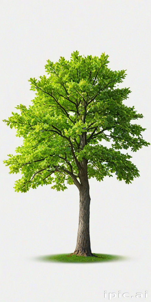 A Majestic Green Tree Standing Tall Against a Plain White Background.