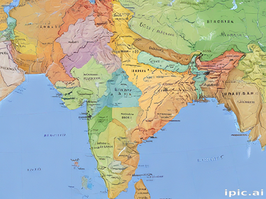 Detailed Topographical Map of India Showcasing States, Rivers, and ...