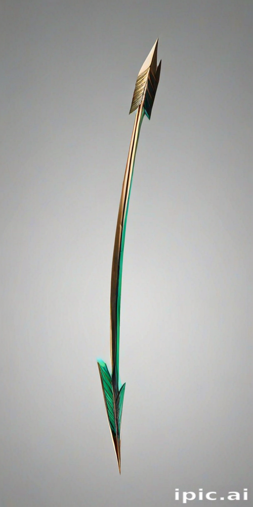 Elegant Bronze and Green Arrow Sculpture Displaying Unique Artistic Design
