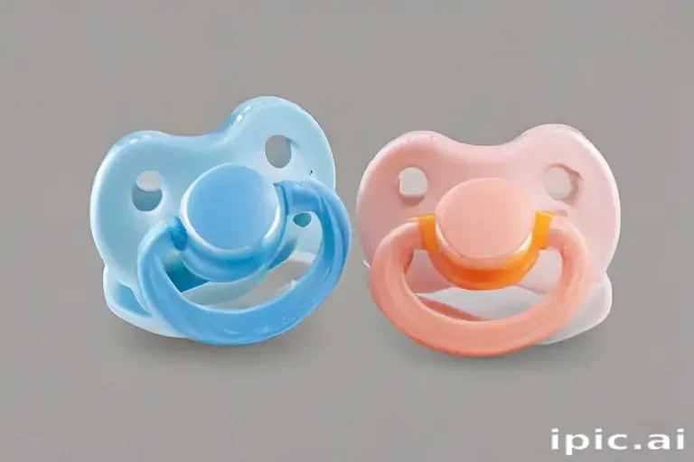 Two Colorful Baby Pacifiers in Soft Blue and Gentle Pink Shades