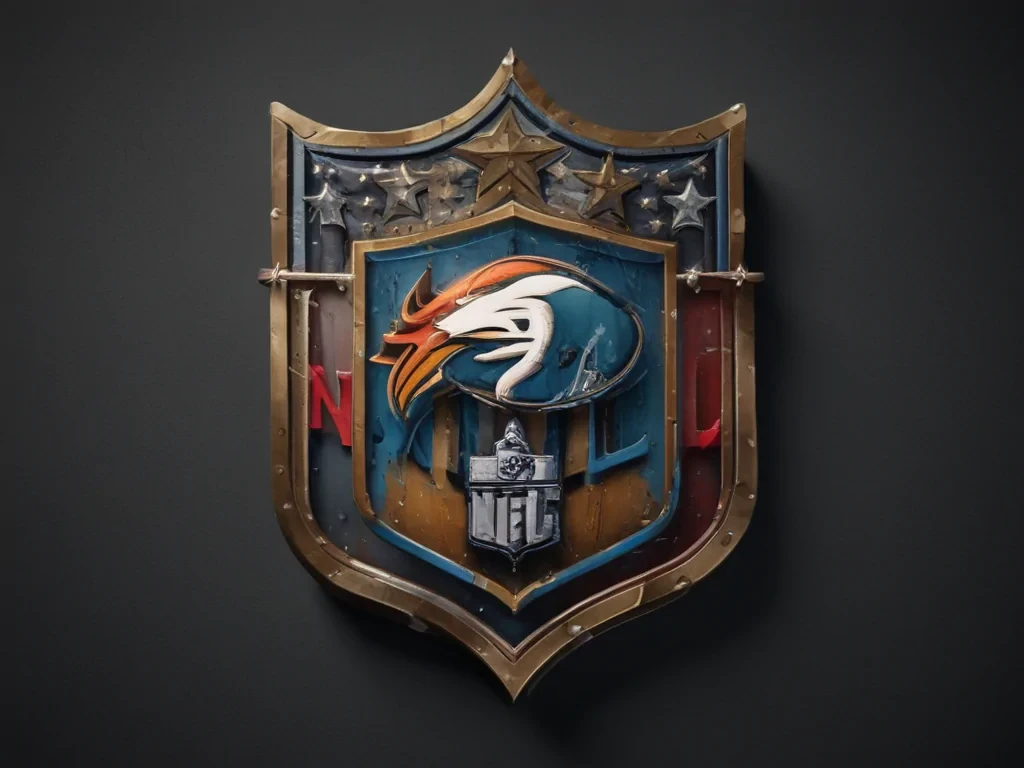 Stylized NFL Shield Featuring a Bold Miami Dolphins Logo Design