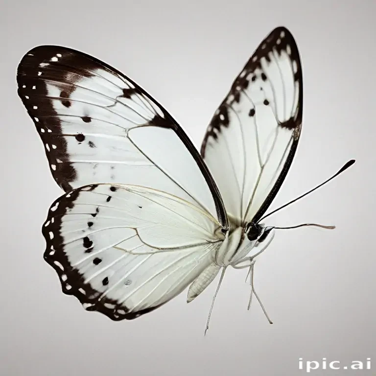 Delicate White Butterfly with Elegant Wings Against a Soft Background