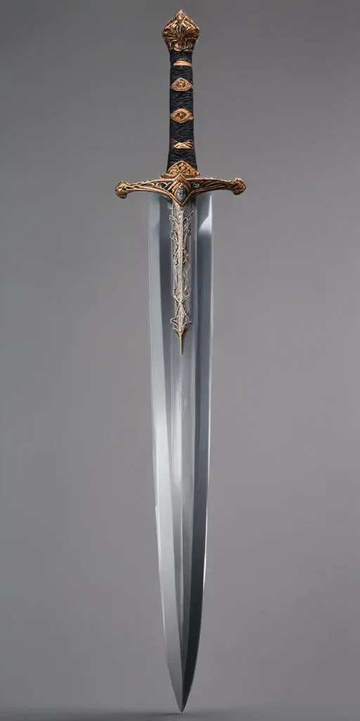Intricately Designed Fantasy Sword with Elaborate Handle and Sharp Blade