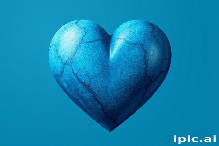 Beautiful Blue Heart with Intricate Textures Against a Soft Background