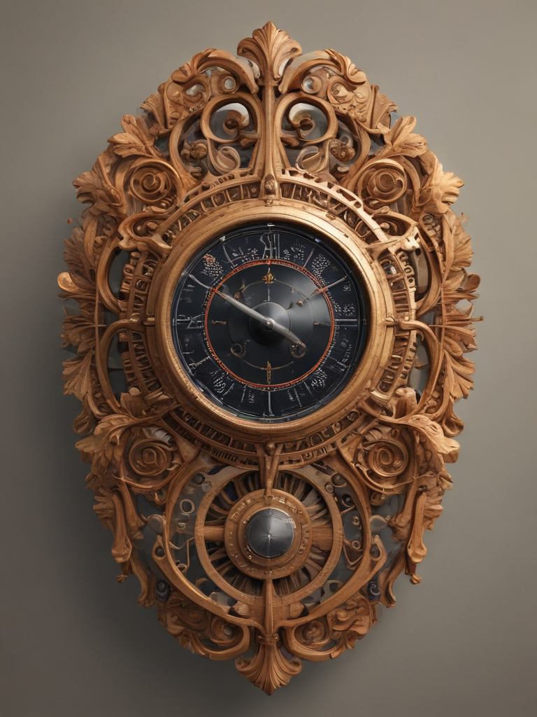 Intricately Carved Antique Clock with Ornate Woodwork and Detailed Design