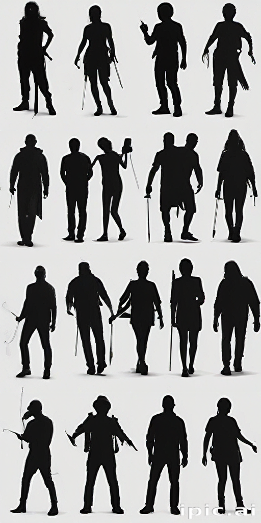 Dynamic Collection of Silhouettes Showcasing Various Poses and Actions