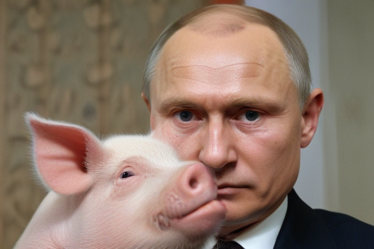 criminal Putin to look his face like a pig