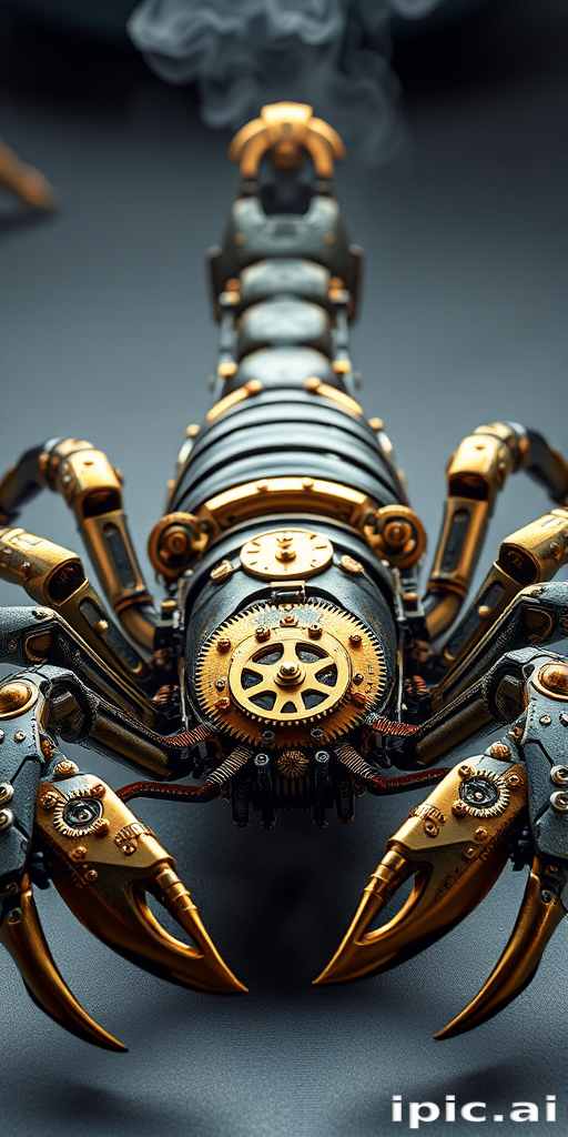 Intricate Steampunk-Inspired Mechanical Spider with Gears and Copper ...
