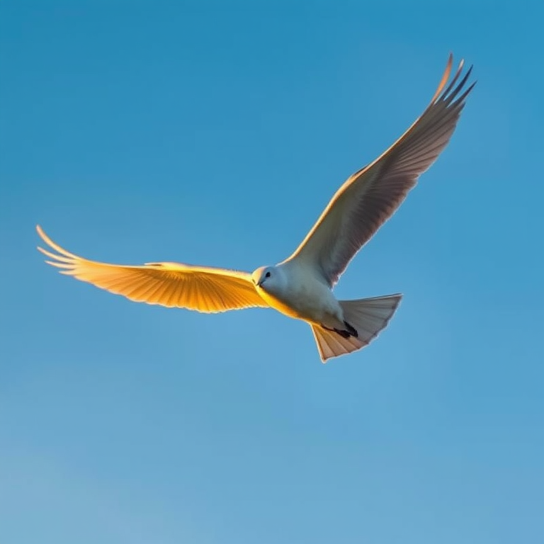 Create a high-resolution illustration of a graceful bird in flight ...