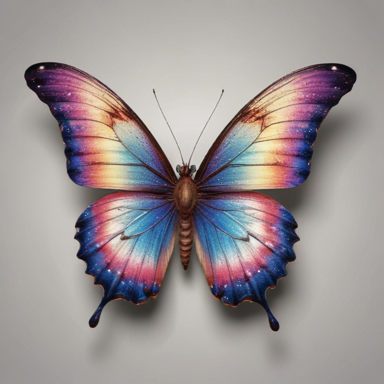 A Vibrant Butterfly with a Multicolored Spectrum of Magical Hues and ...