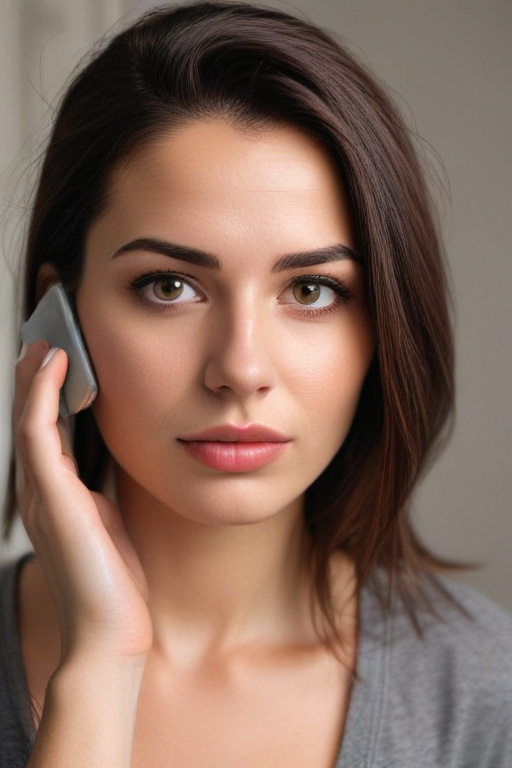 female with phone infront of face