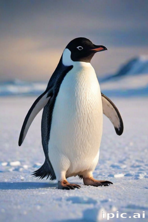 A Majestic Penguin Standing Proudly on the Icy Antarctic Landscape.