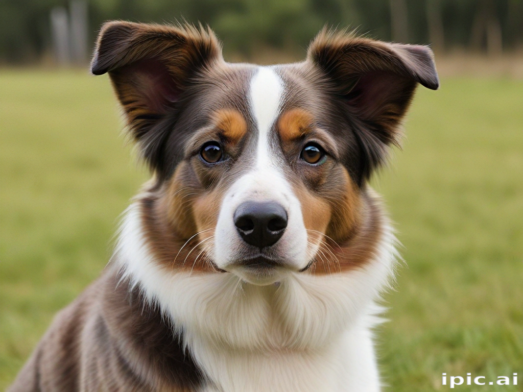 A Beautiful Dog with Fluffy Fur Posing in a Green Field.