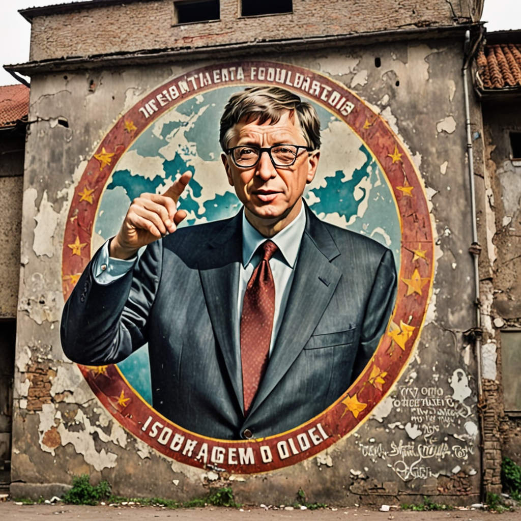 faded and worn Soviet military power style propaganda mural on a ...