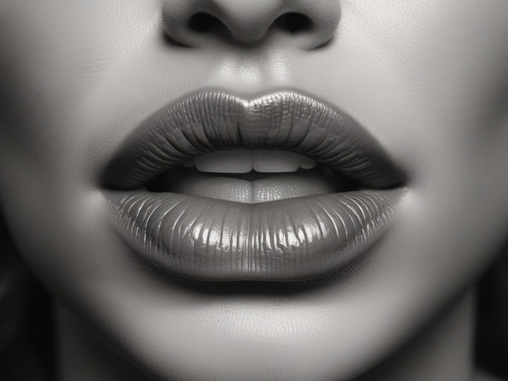 Close-Up of Luscious Lips with Intricate Texture and Glossy Finish