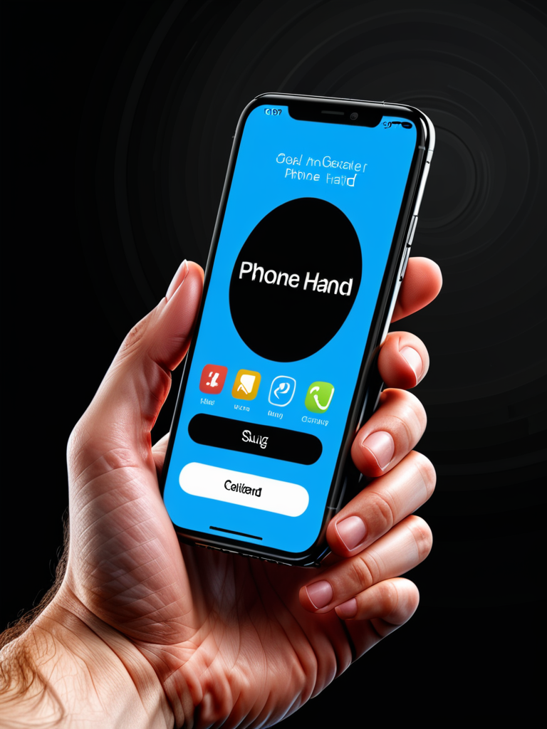 Hand Holding Smartphone with Colorful App Icons on Vibrant Background